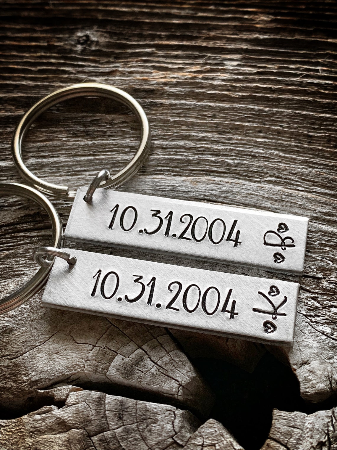 Personalized Couples Keychain Set Anniversary Date Keychain | Etsy