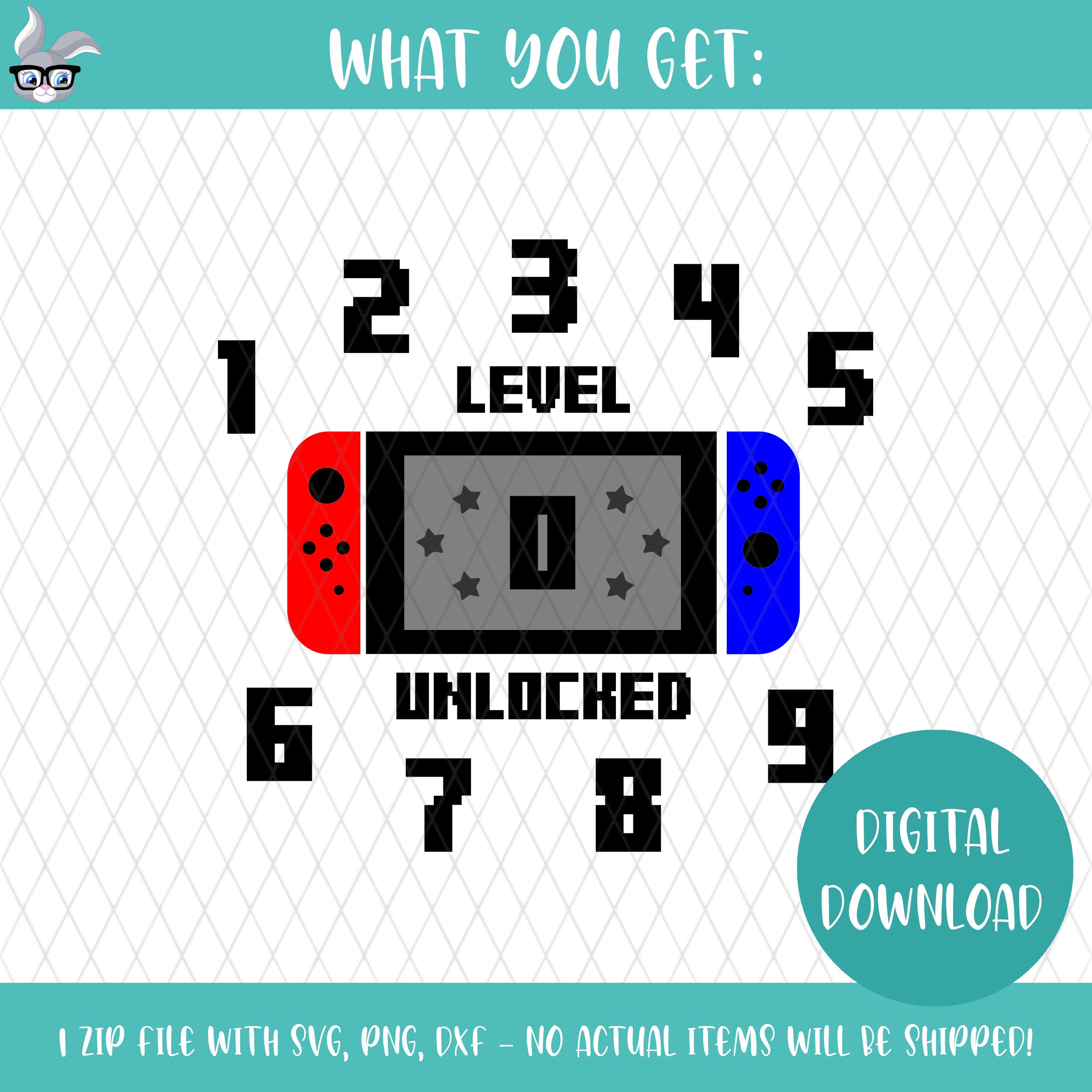 Level Unlocked 0-9 Nintendo Switch SVG PDF PNG | Etsy