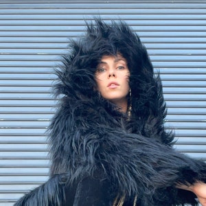 BLACK CAT Reversible Faux Fur Coat | Sleek and Mysterious Luxury Jacket ...