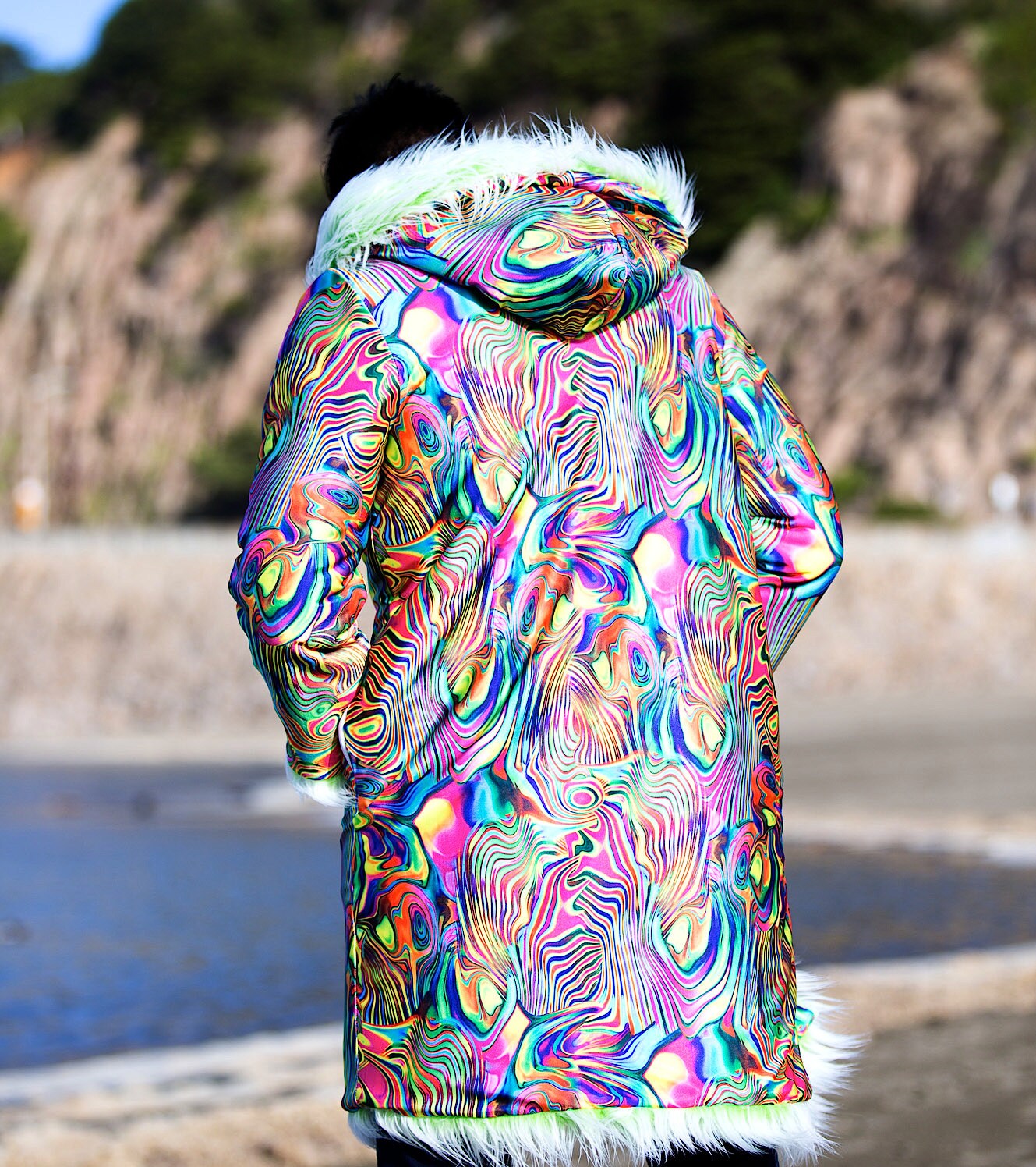 Party Leader Reversible Faux Fur Festival Coat With Hood Jacket - Etsy