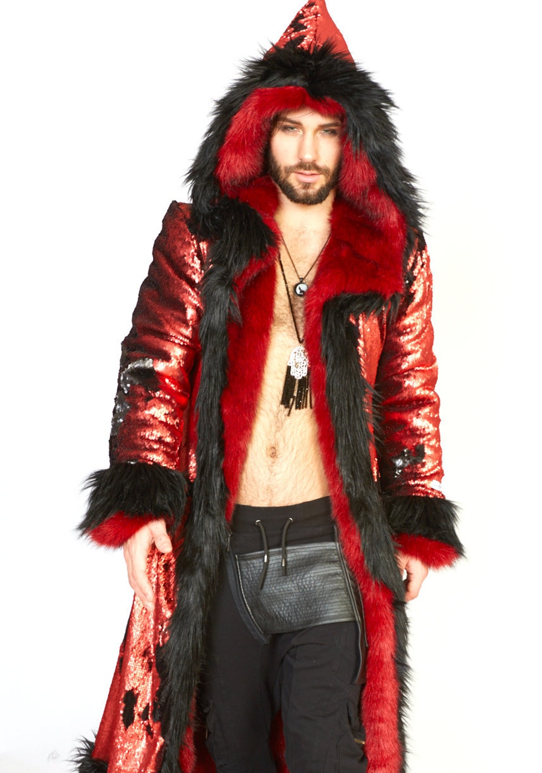 Red Dragon Fur Coat | Burning Man | Playa Jacket | Mens Costume | Faux ...