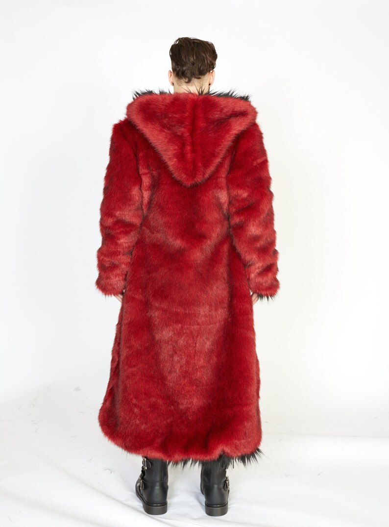 Red Dragon Sequin Faux Fur Coat | Burning Man Playa Jacket - Etsy