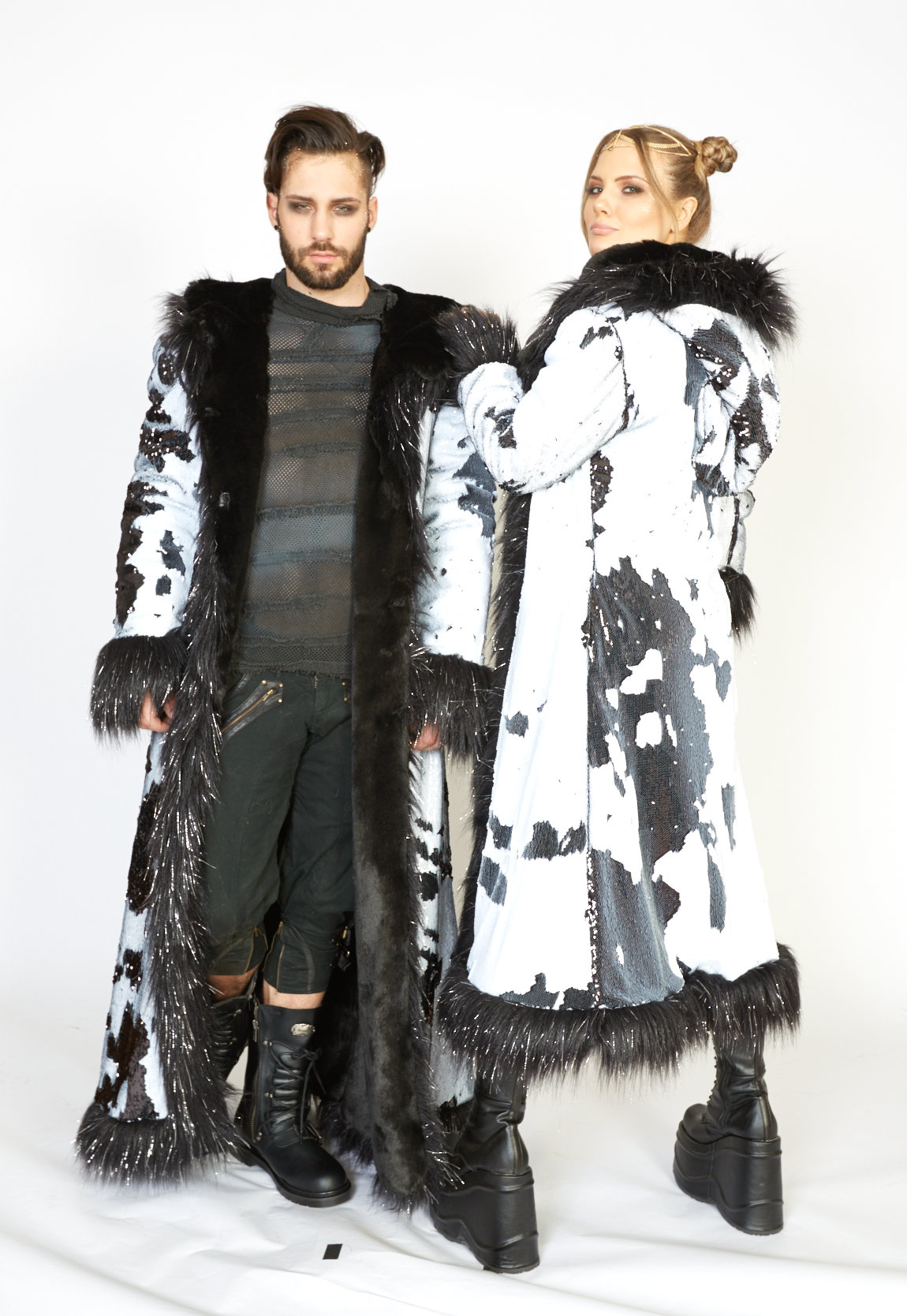Electra Reversible Sequin Faux Fur Coat | Burning Man Playa Jacket - Etsy