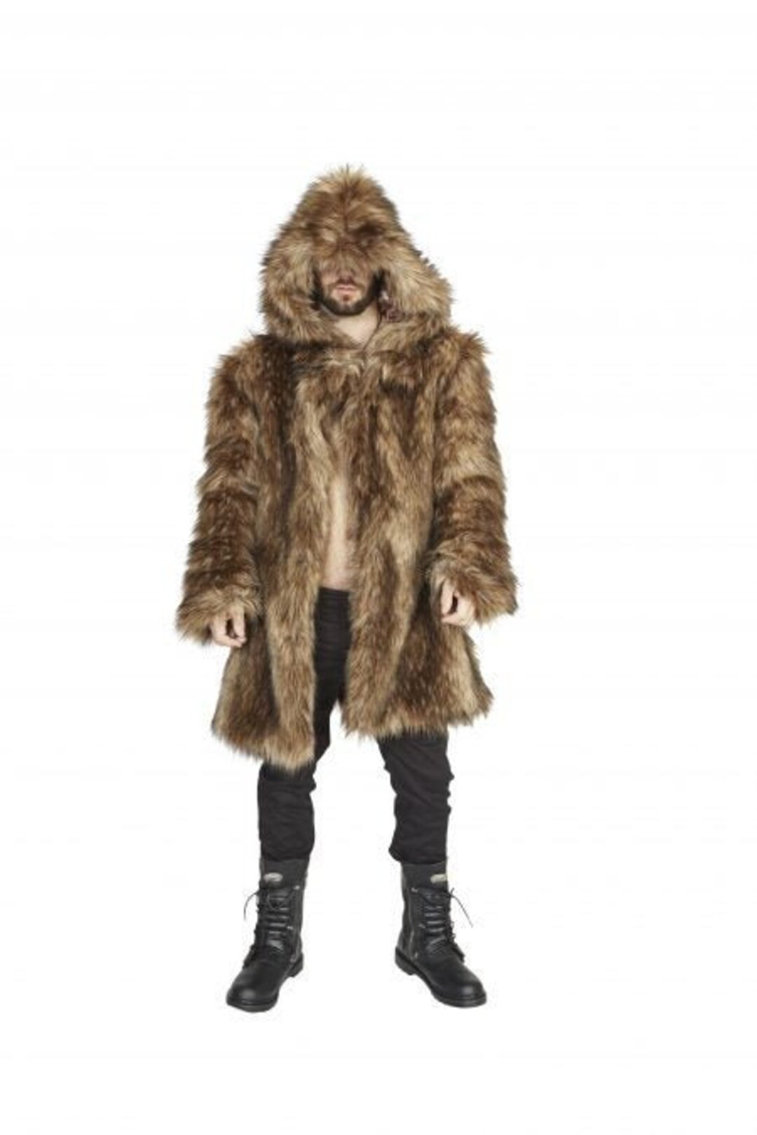 VIKING Faux Fur Coat Burning Man Playa Jacket Mens Costume Faux Fur ...