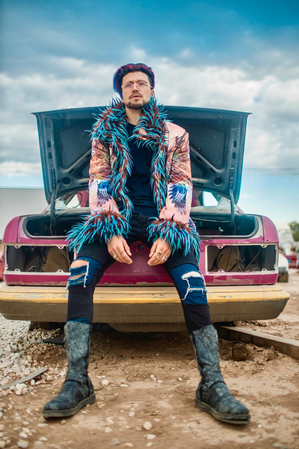 Dharma Dragon Android Jones Fur Coat Burning Man Fitted Coat Playa ...