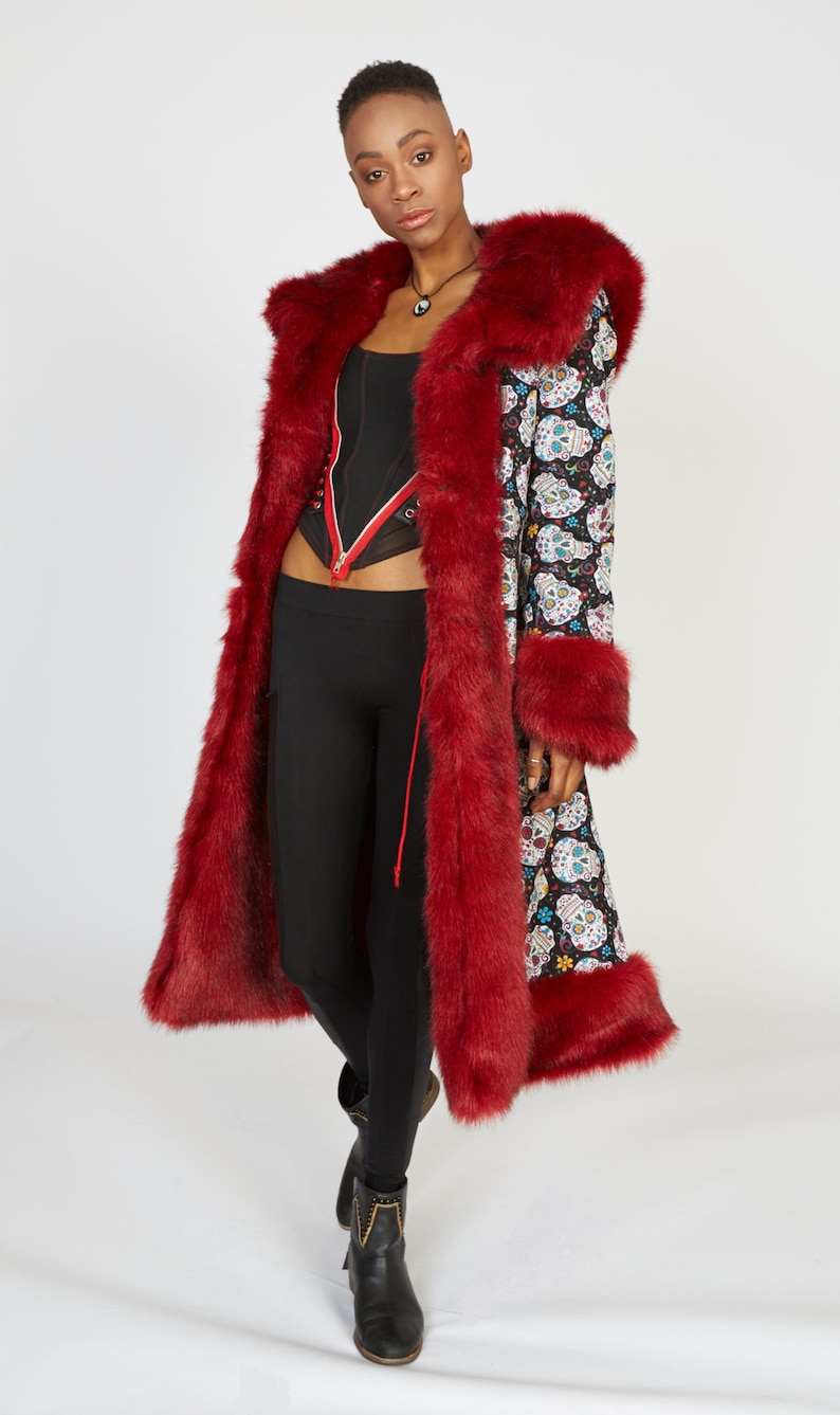 Ruby Ruler of Aztlán Fur Coat | Burning Man | Playa Jacket | Women's ...