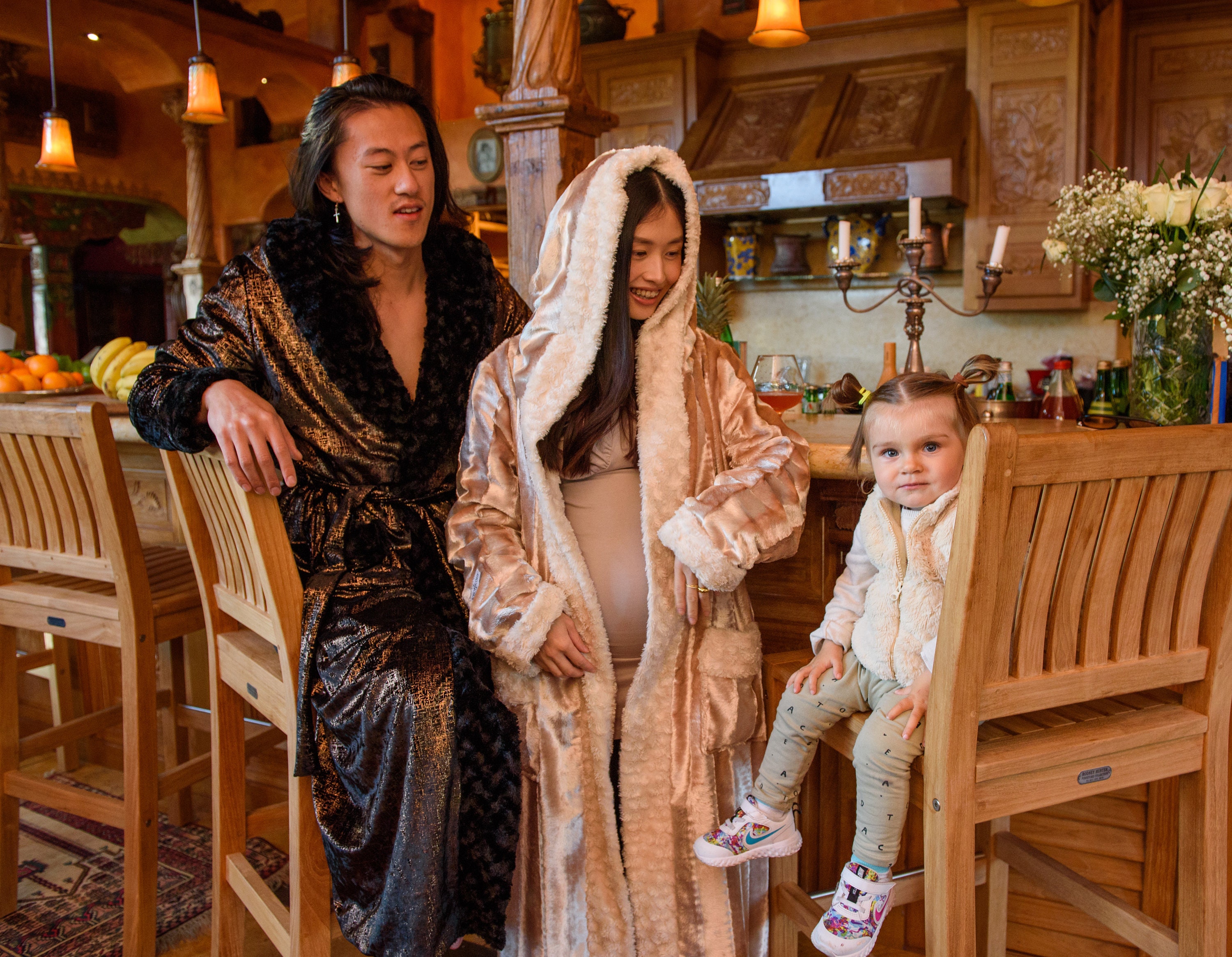 BOHO ROBE Mens Homewear Black Velvet With Gold Classy - Etsy