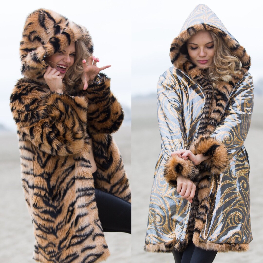 Tiger Festival Fur Coat Burning Man Costume Playa Outfit BOHO Coat - Etsy