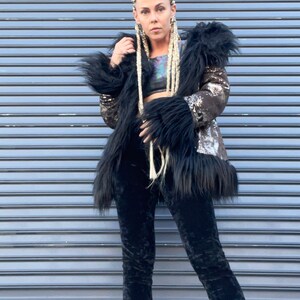 BLACK CAT Reversible Faux Fur Coat | Sleek and Mysterious Luxury Jacket ...