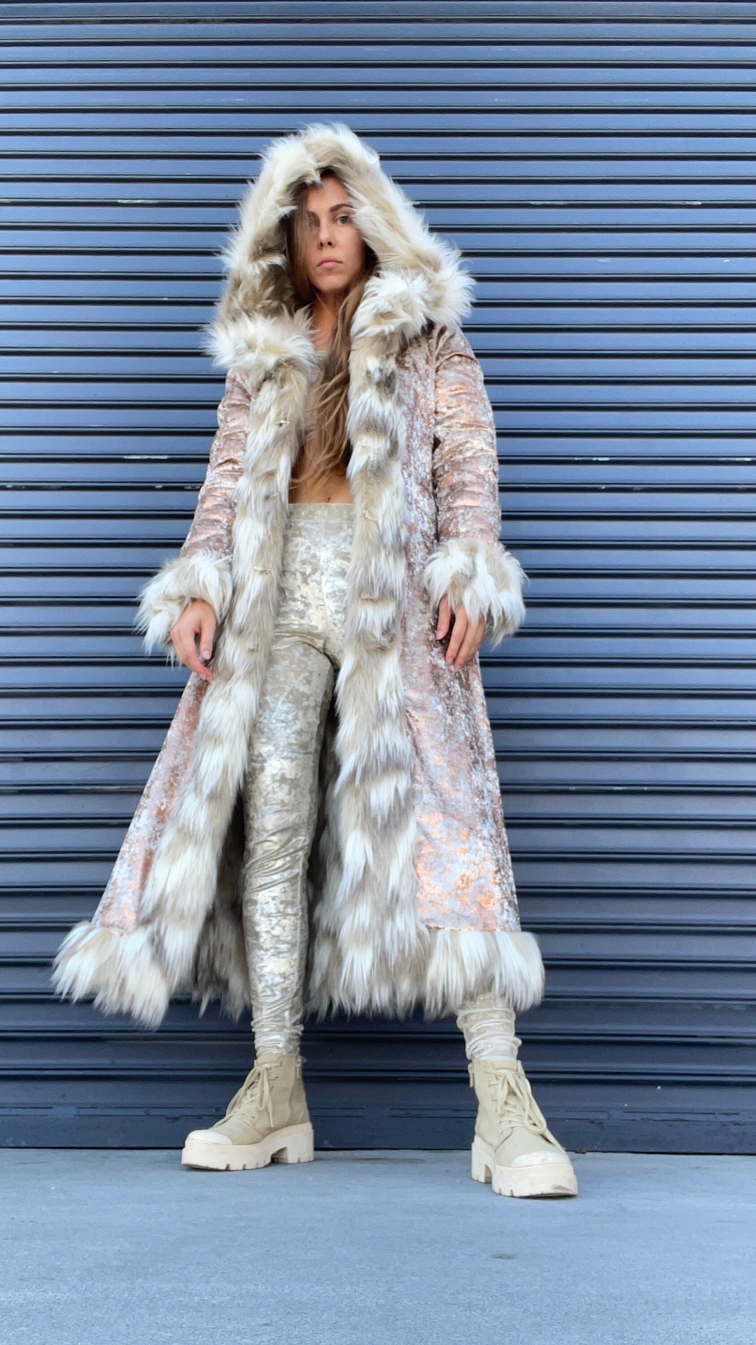 PLAYA SPIRIT Burning Man Faux Fur Coat Playa Outfit Boho Coat Burning ...