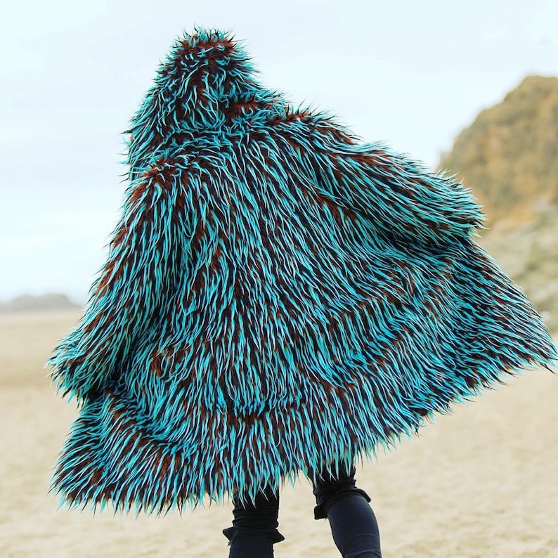 GYPSY SOUL Faux Fur Coat | Fun Blue Funky Disco Men's Faux Fur Coat ...