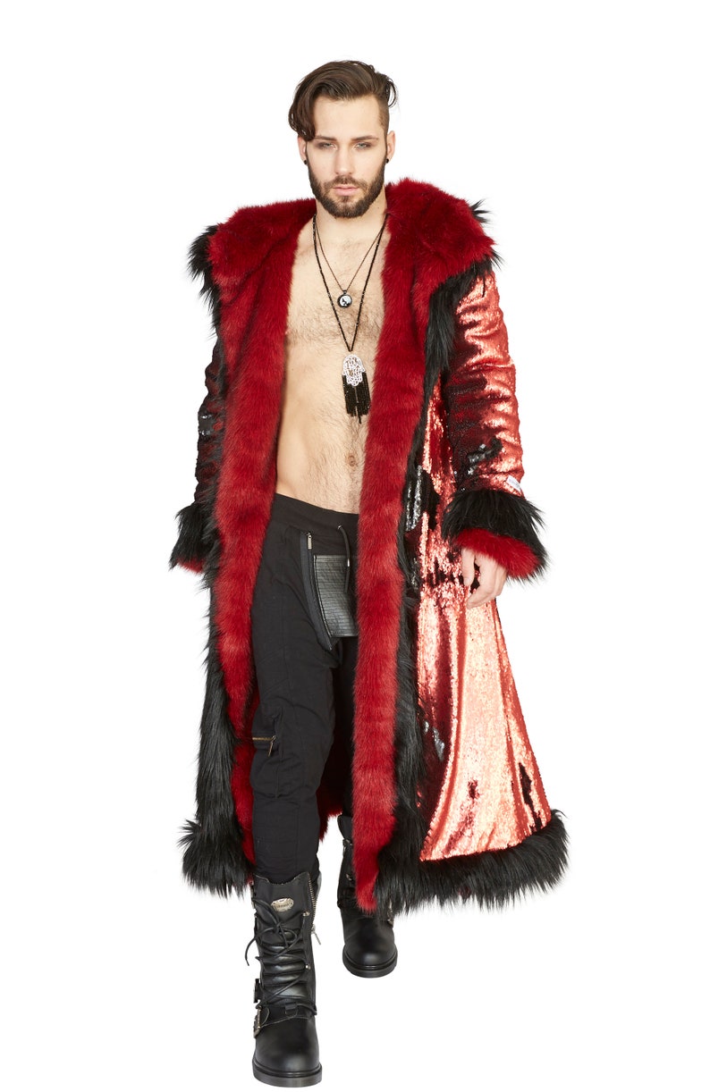 Red Dragon Fur Coat | Burning Man | Playa Jacket | Mens Costume | Faux ...