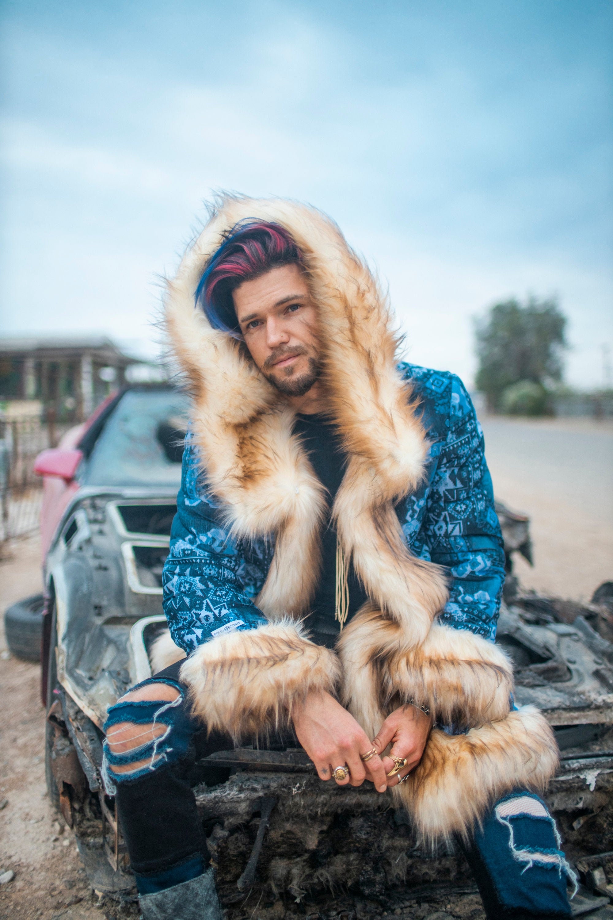 TARANTINO Faux Fur Coat | Burning Man | Playa Jacket | Mens Costume ...