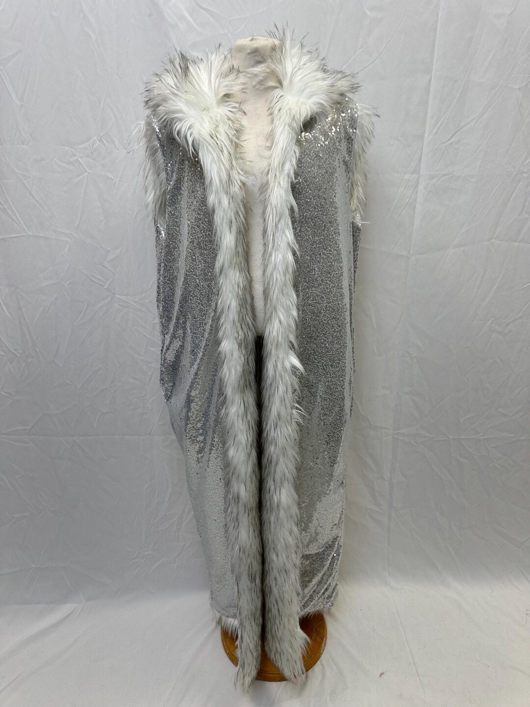 LUNA Faux Fur Coat With Dragon Scale Sequence | Burning Man | Playa ...