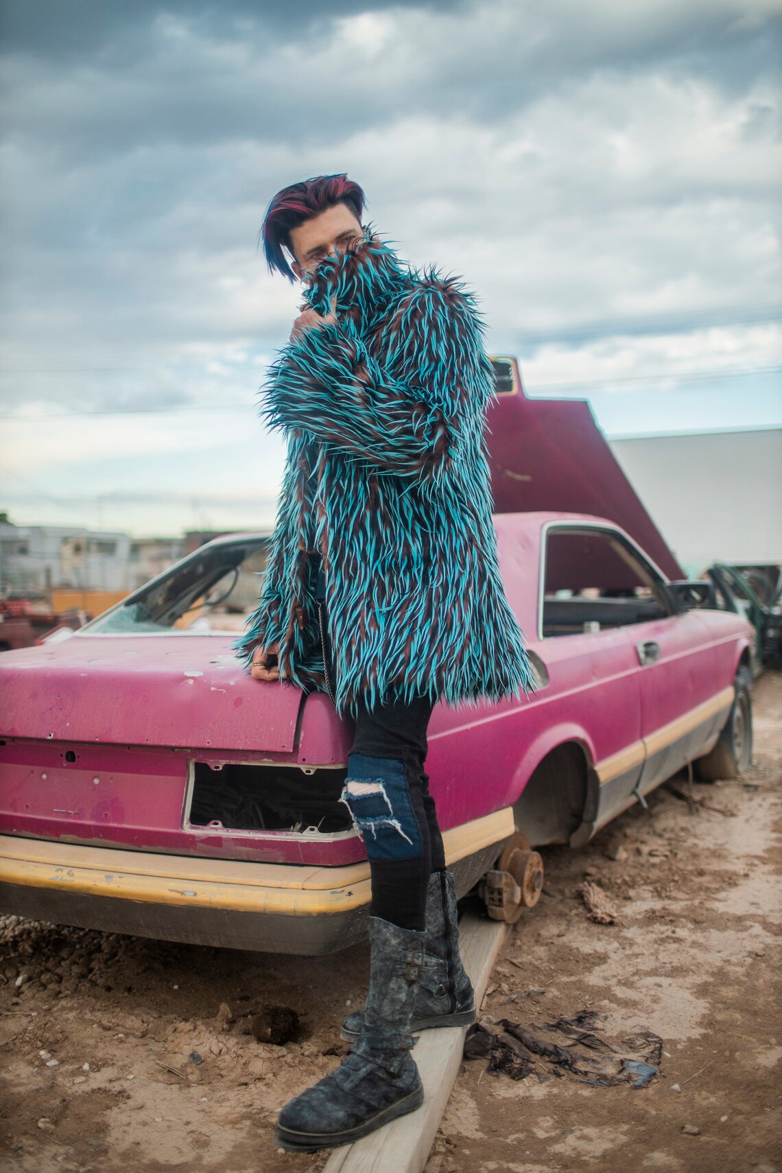 Dharma Dragon Android Jones Fur Coat Burning Man Fitted Coat Playa ...