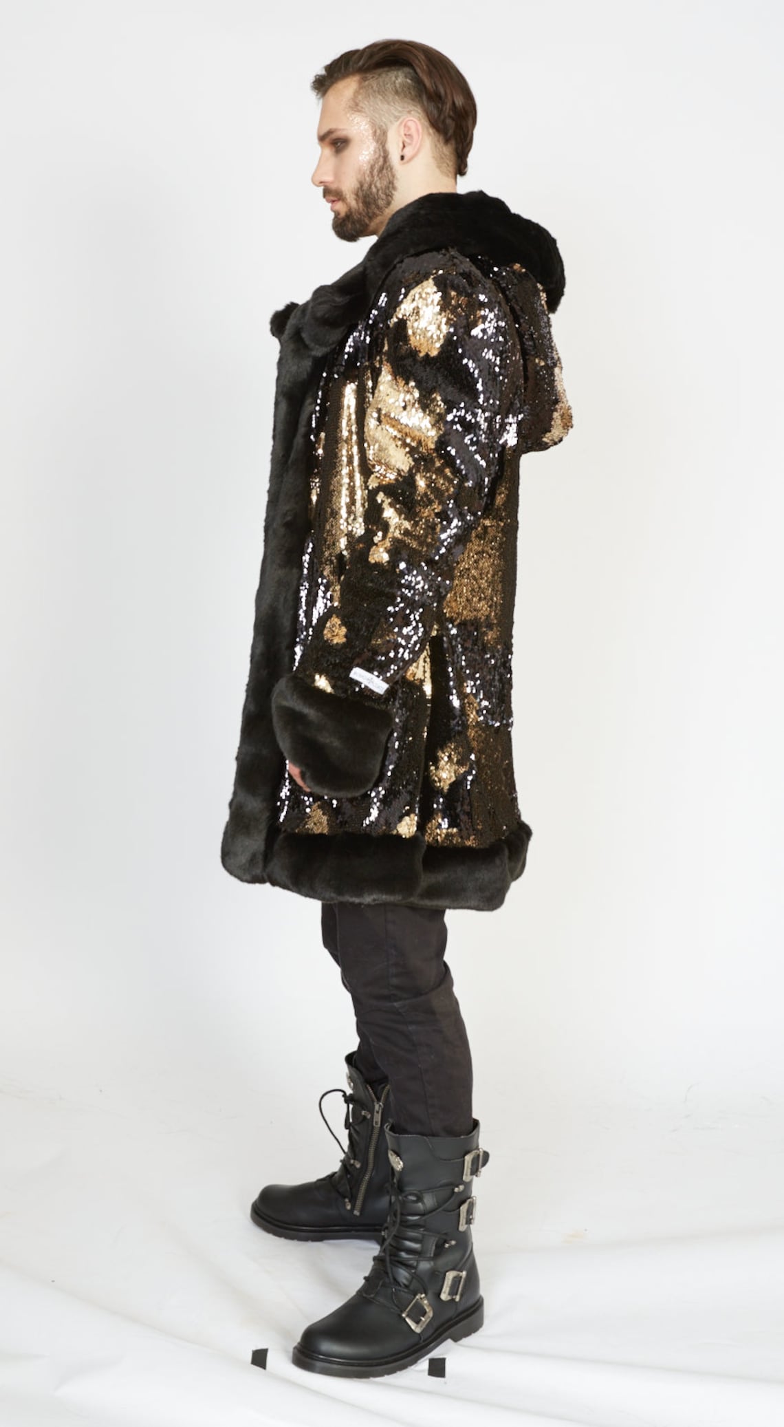 GOLDEN DRAGON Fur Coat | Burning Man | Playa Jacket | Mens Costume ...