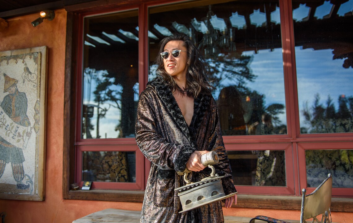 BOHO ROBE Mens Homewear Black Velvet With Gold Classy - Etsy