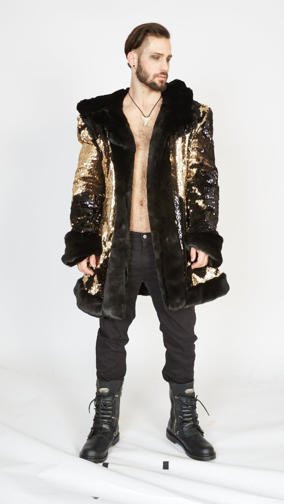 GOLDEN DRAGON Fur Coat | Burning Man | Playa Jacket | Mens Costume ...