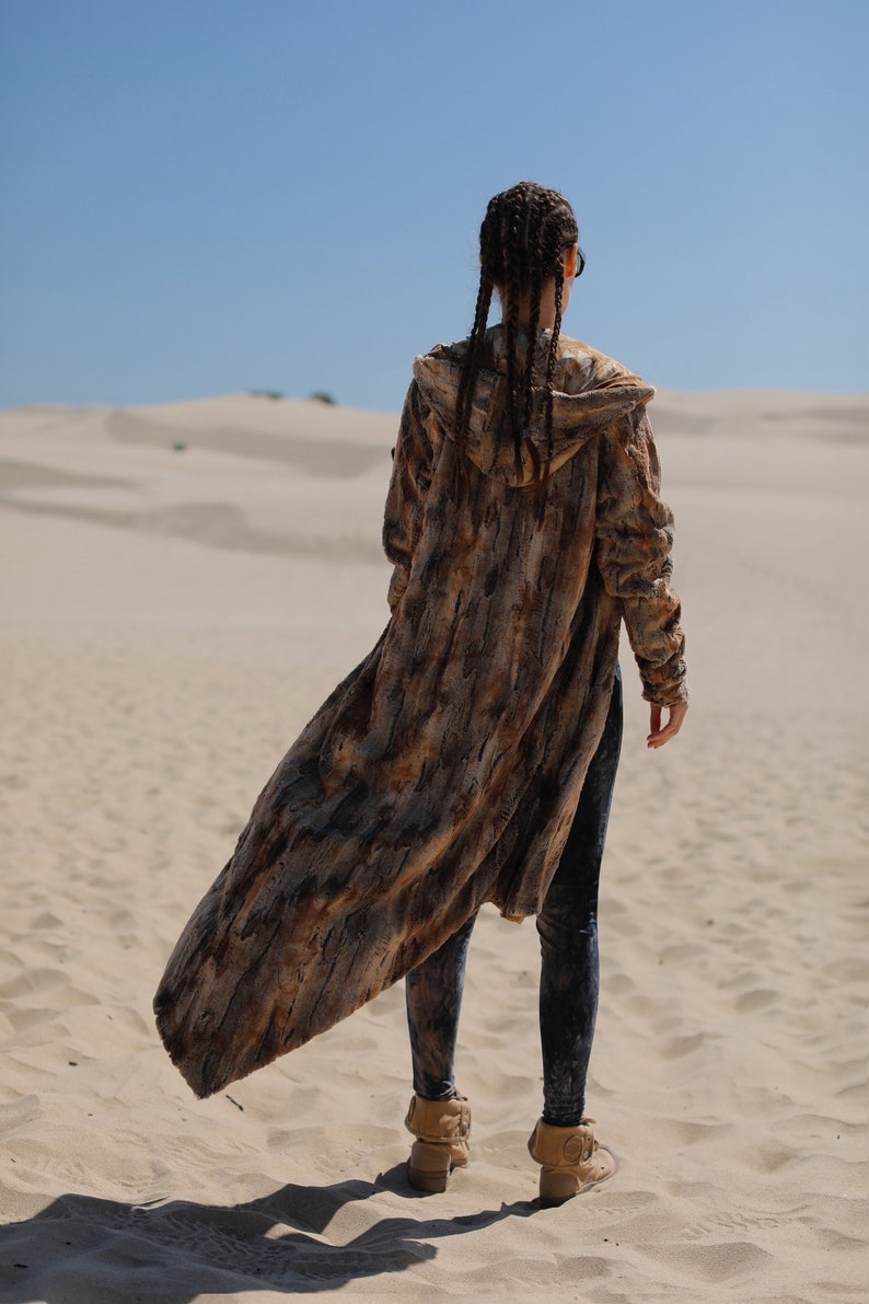 CHANI of THE DUNE Faux Fur Hooded Cloak for Burning Man Reversible ...