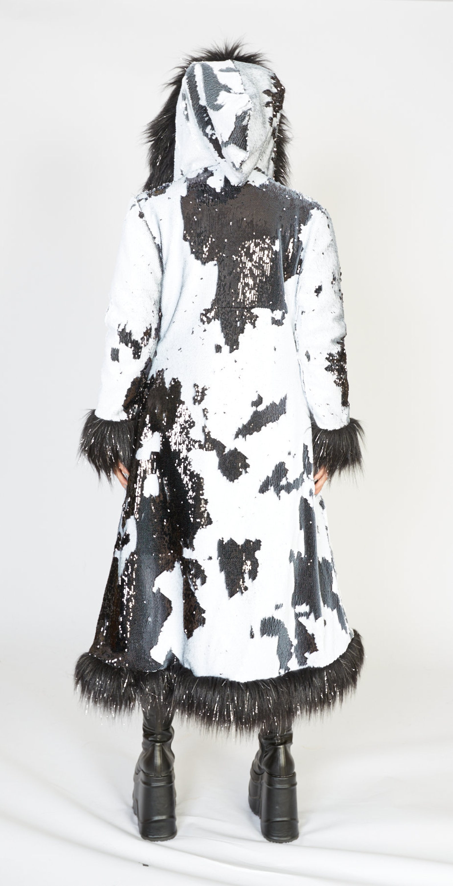 Electra Reversible Sequin Faux Fur Coat | Burning Man Playa Jacket - Etsy