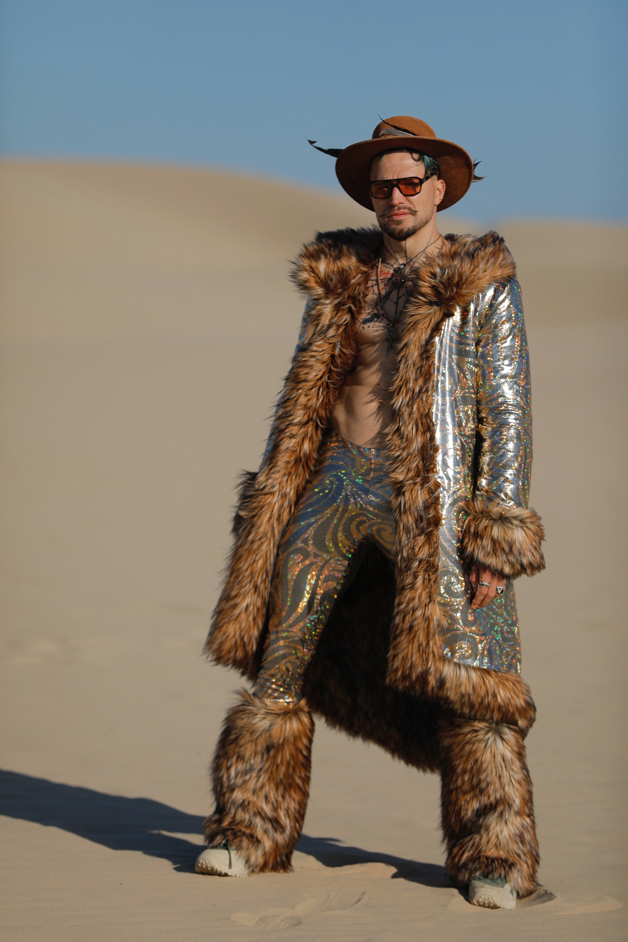 YOUR MAJESTY Faux Fur Coat for Burning Man | Reversible Festival Wear ...