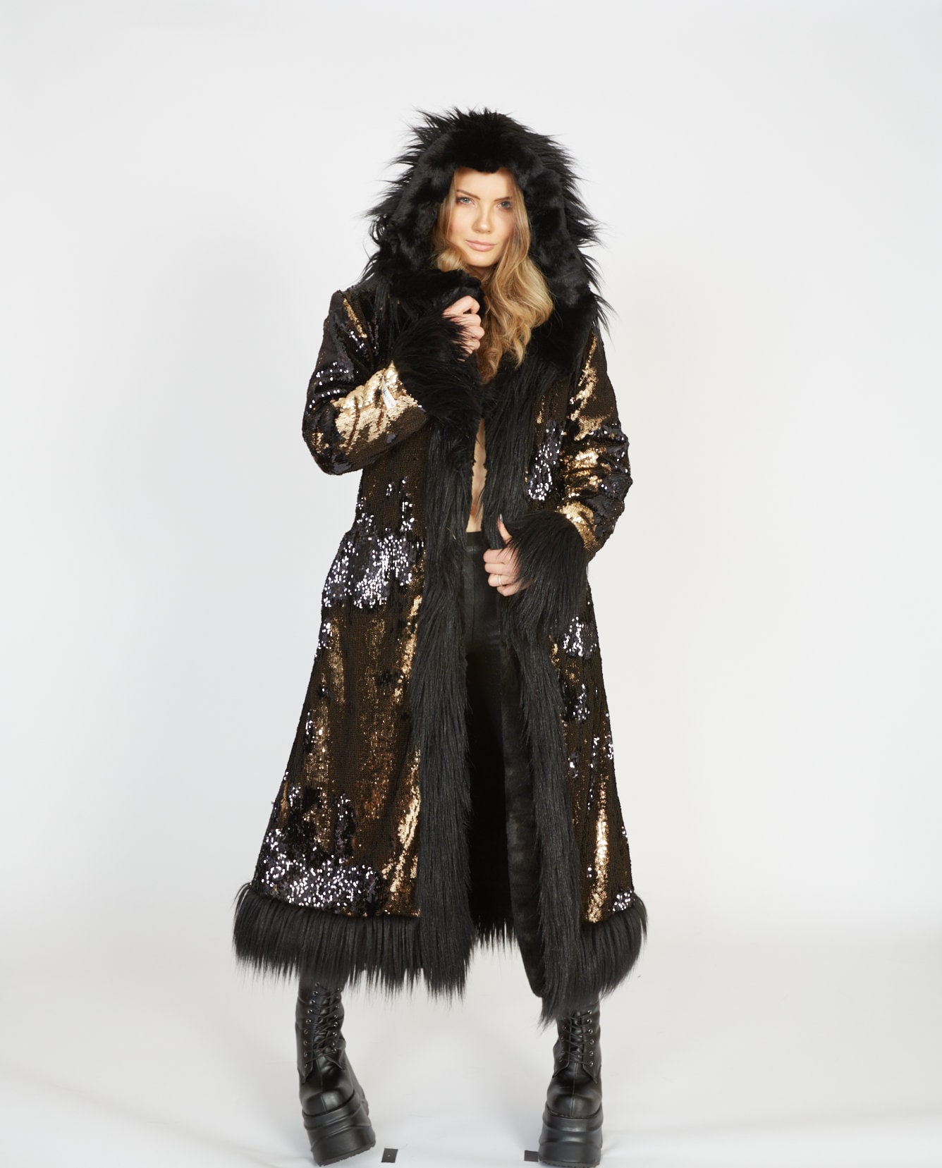 ROCKSTAR Faux Fur Coat | Burning Man | Playa Jacket | Womens Costume ...
