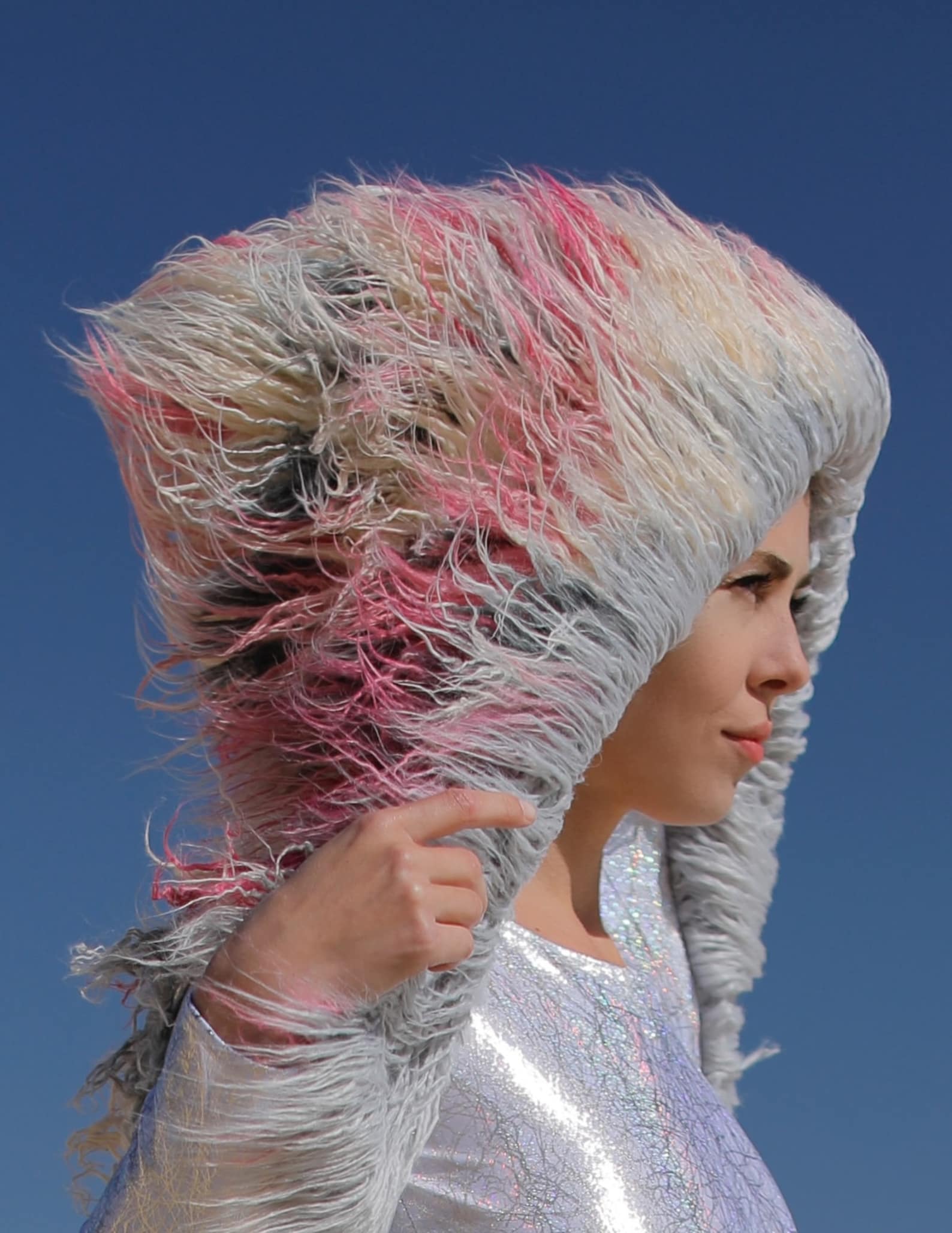ATHENA Faux Fur Vest With Reversible Llama Fur | Holographic Spandex ...