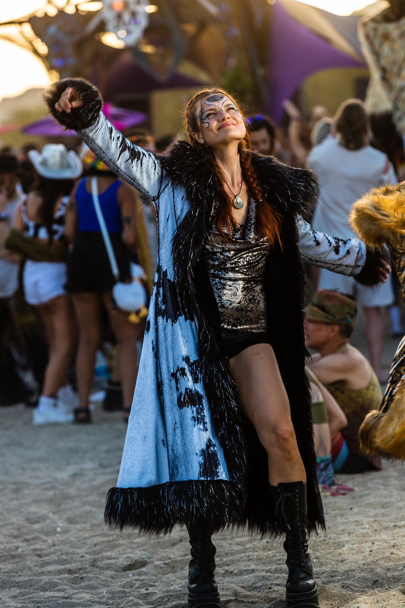 Electra Reversible Sequin Faux Fur Coat | Burning Man Playa Jacket - Etsy