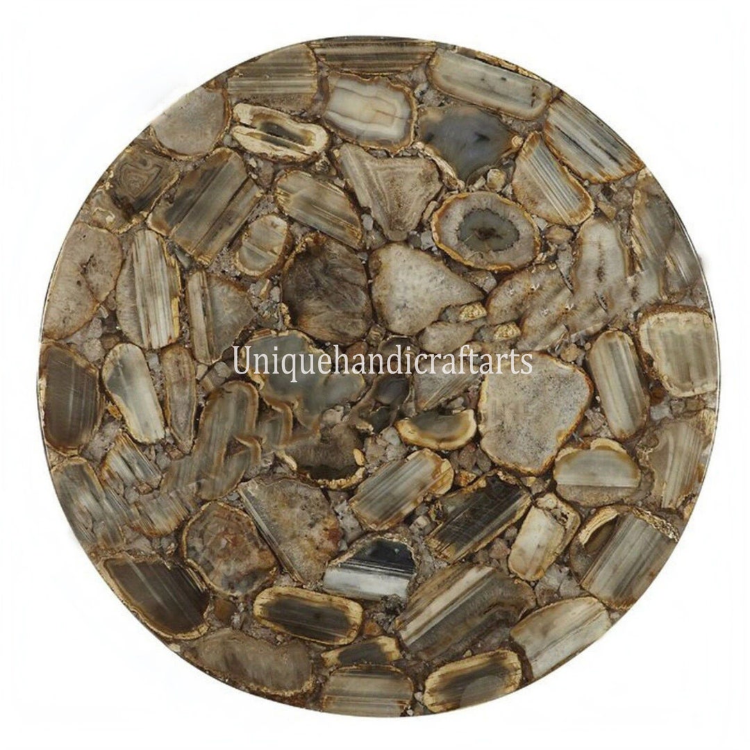 Round Wild Agte Stone Table Tops Handmade Furniture Coffee & - Etsy