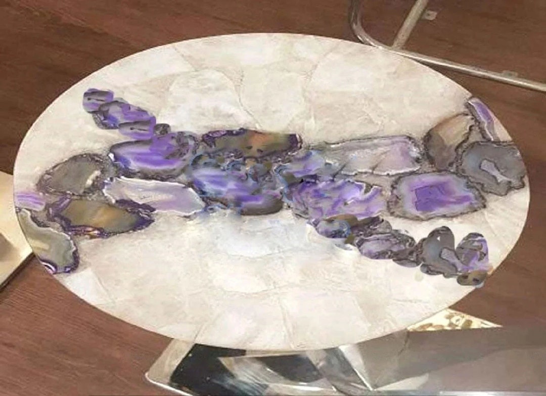 White Quartz Stone Round Coffee Table Side Table Handmade - Etsy