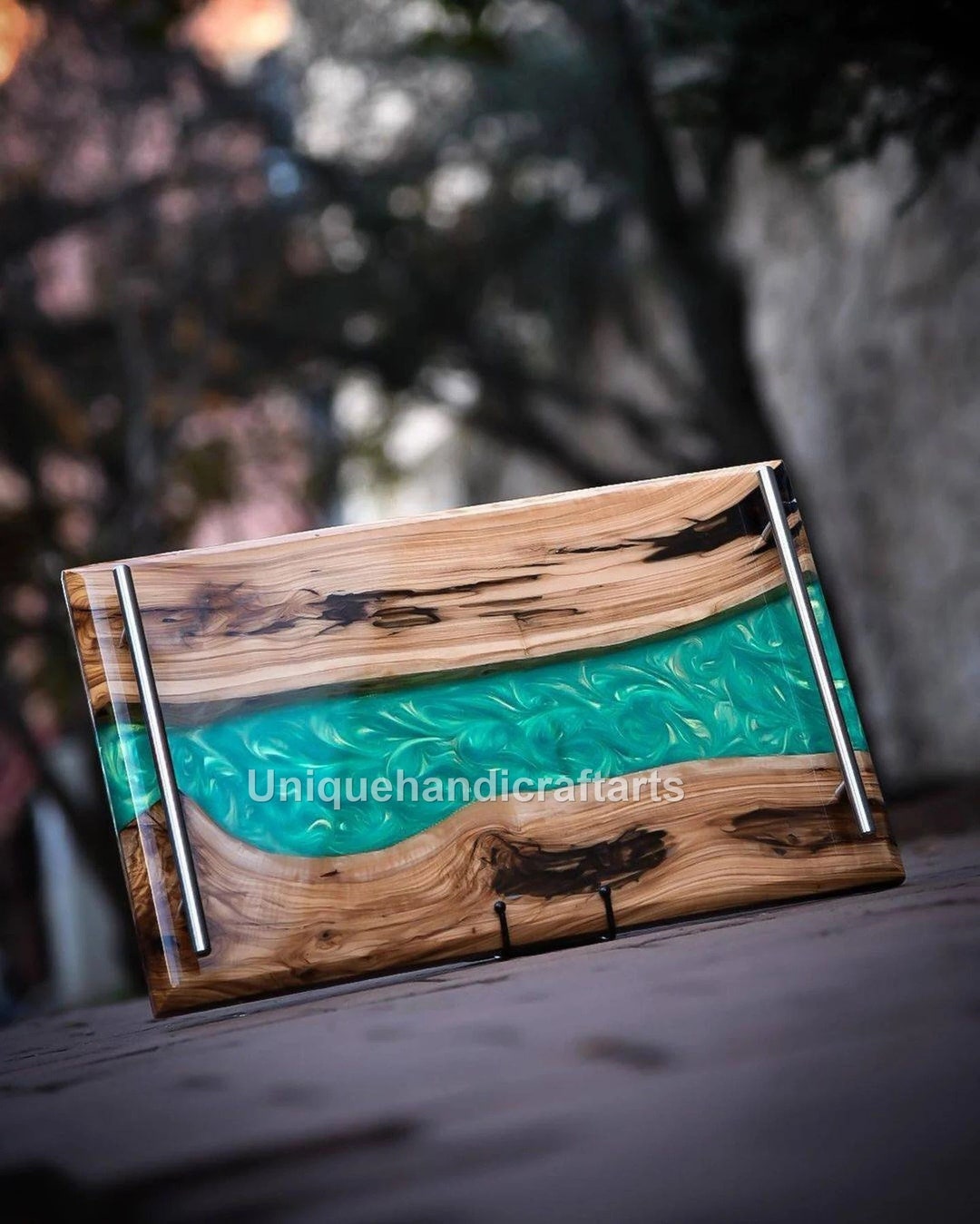 Wooden Tray Epoxy Tray Wooden Tray Designer Sea Green Epoxy Resin ...