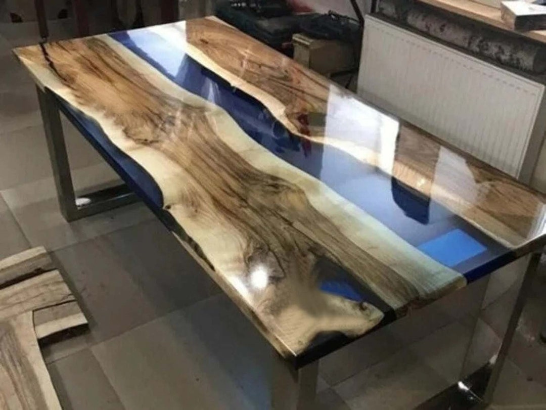 Clear Blue Epoxy Table Top Resin Arts Table Epoxy Dining - Etsy