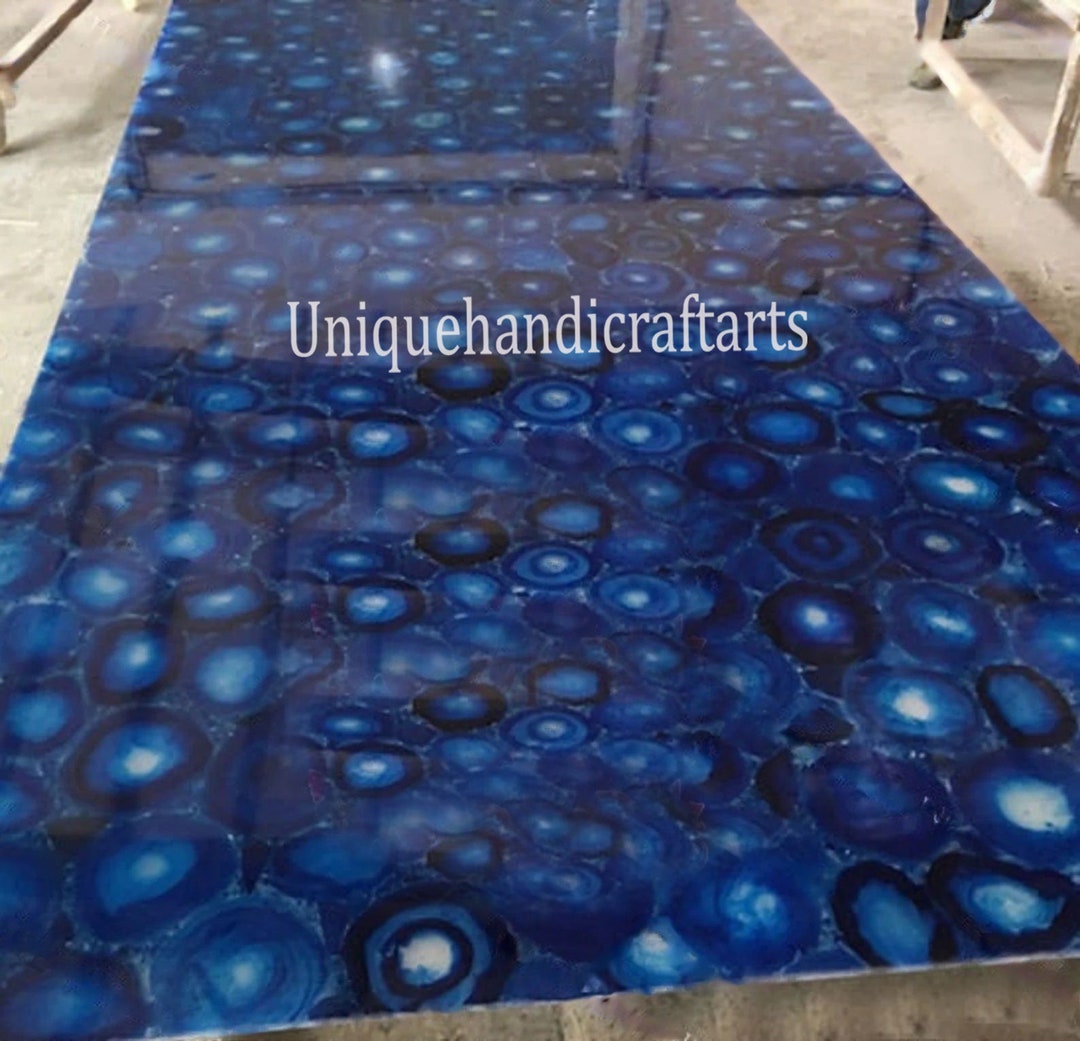 Blue Agate Gemstone Table Dining Table Agate Center Table - Etsy