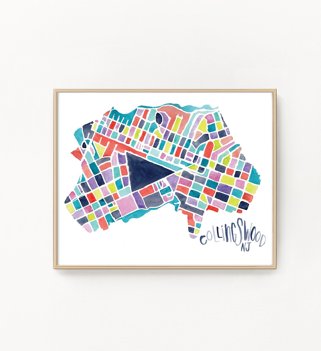 Collingswood NJ Watercolor Map Art Print (digital File) - Etsy