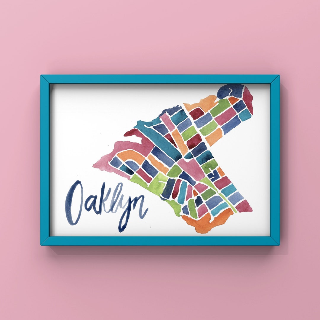 Oaklyn, NJ Map Art, New Jersey Map Art, Camden County, Wall Decor ...