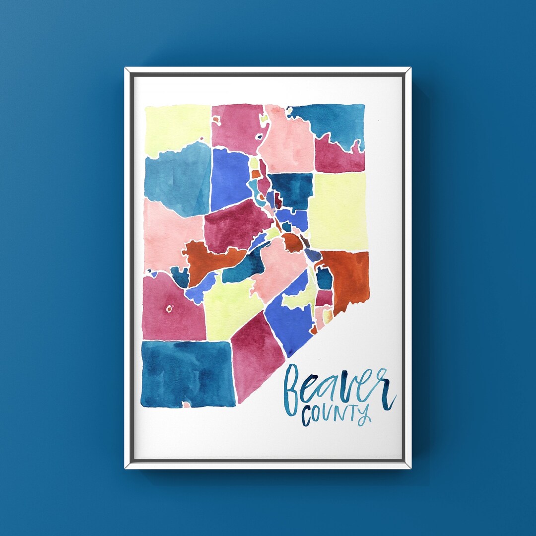 Beaver County PA Map Art, Map Art, Pennsylvania Map, Wall Decor ...