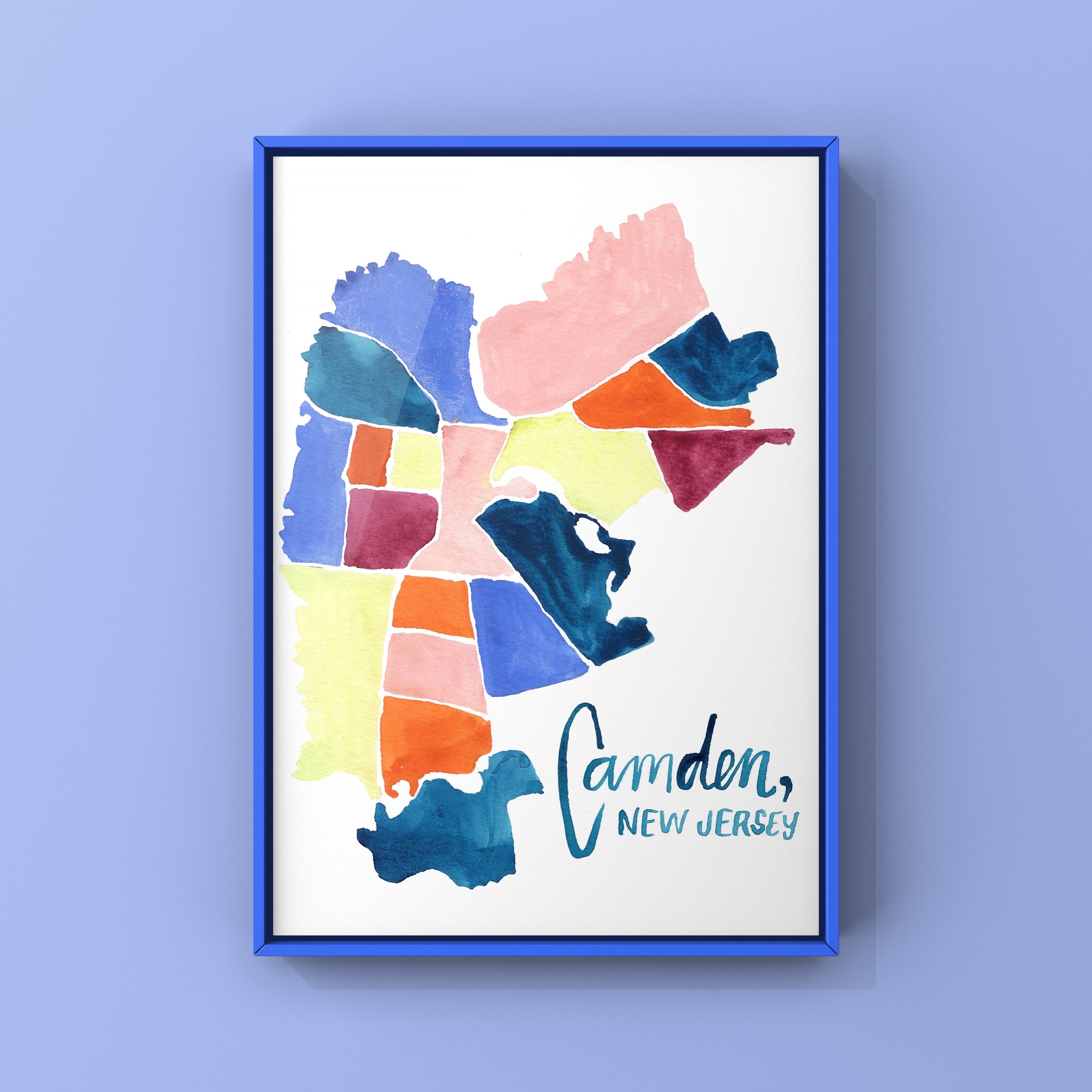 Camden, NJ Neighborhood Map Art, Map Art, NJ Map, Wall Decor ...