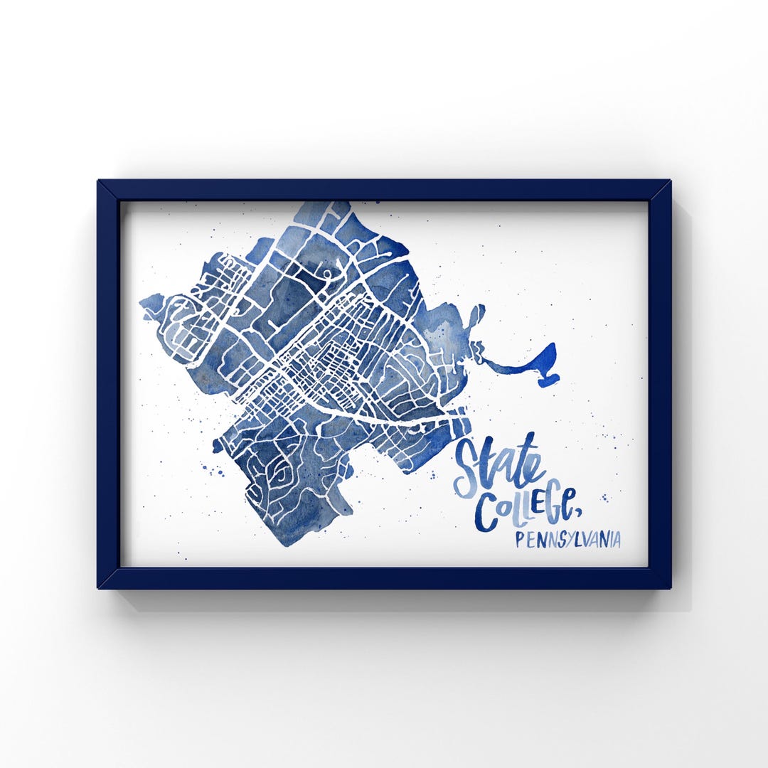 Penn State Map, State College Map Art, Map Art, Pennsylvania Map ...