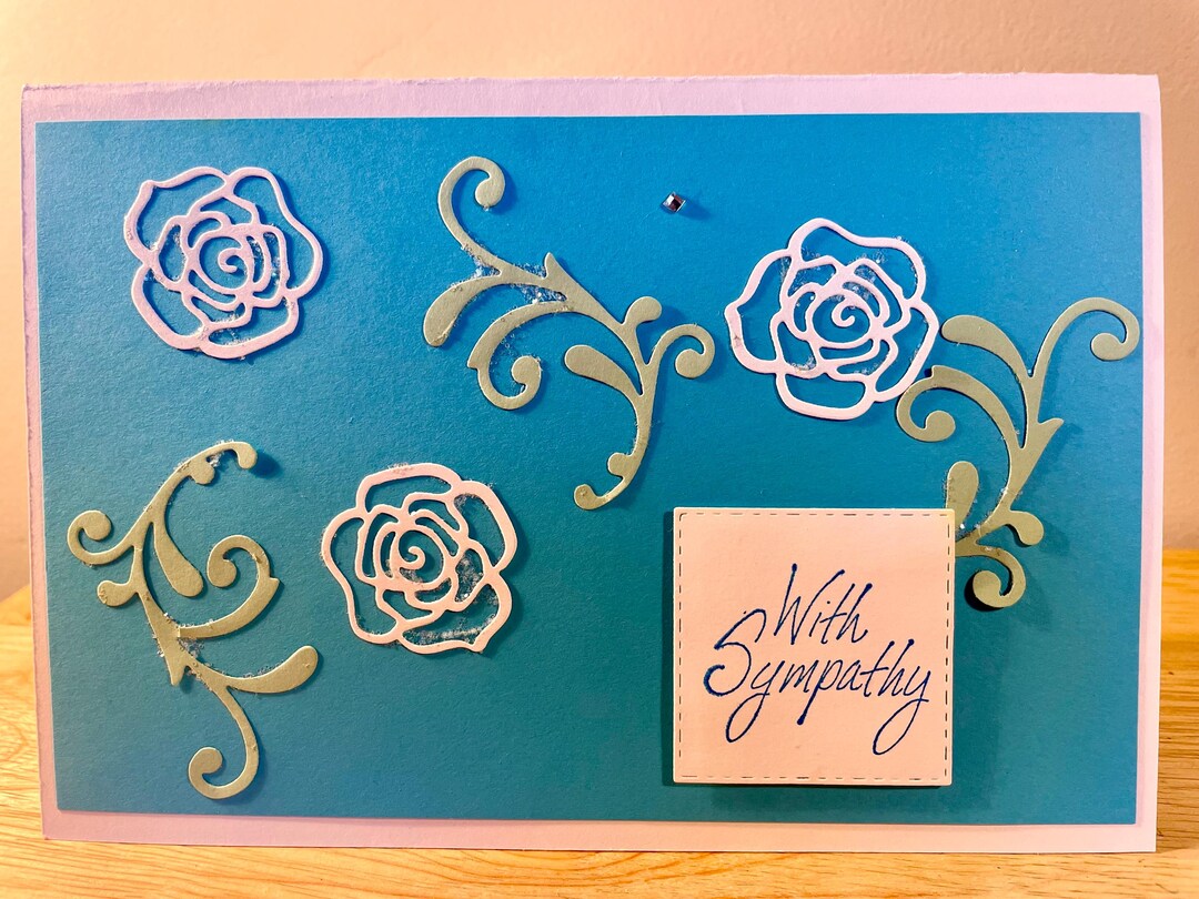 Handmade Light Blue Floral Greeting Card - Etsy