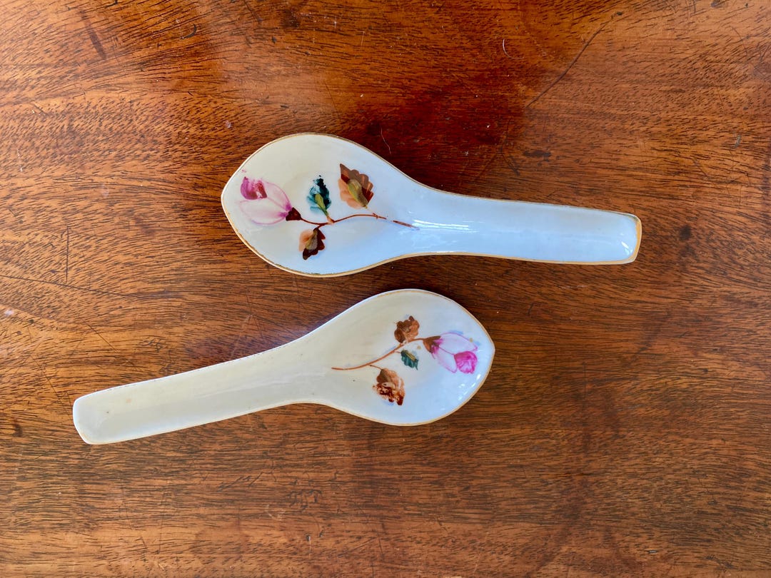 Vintage Chinese Porcelain Soup Spoons | 2 Noodle Soup Spoon | Chinese ...