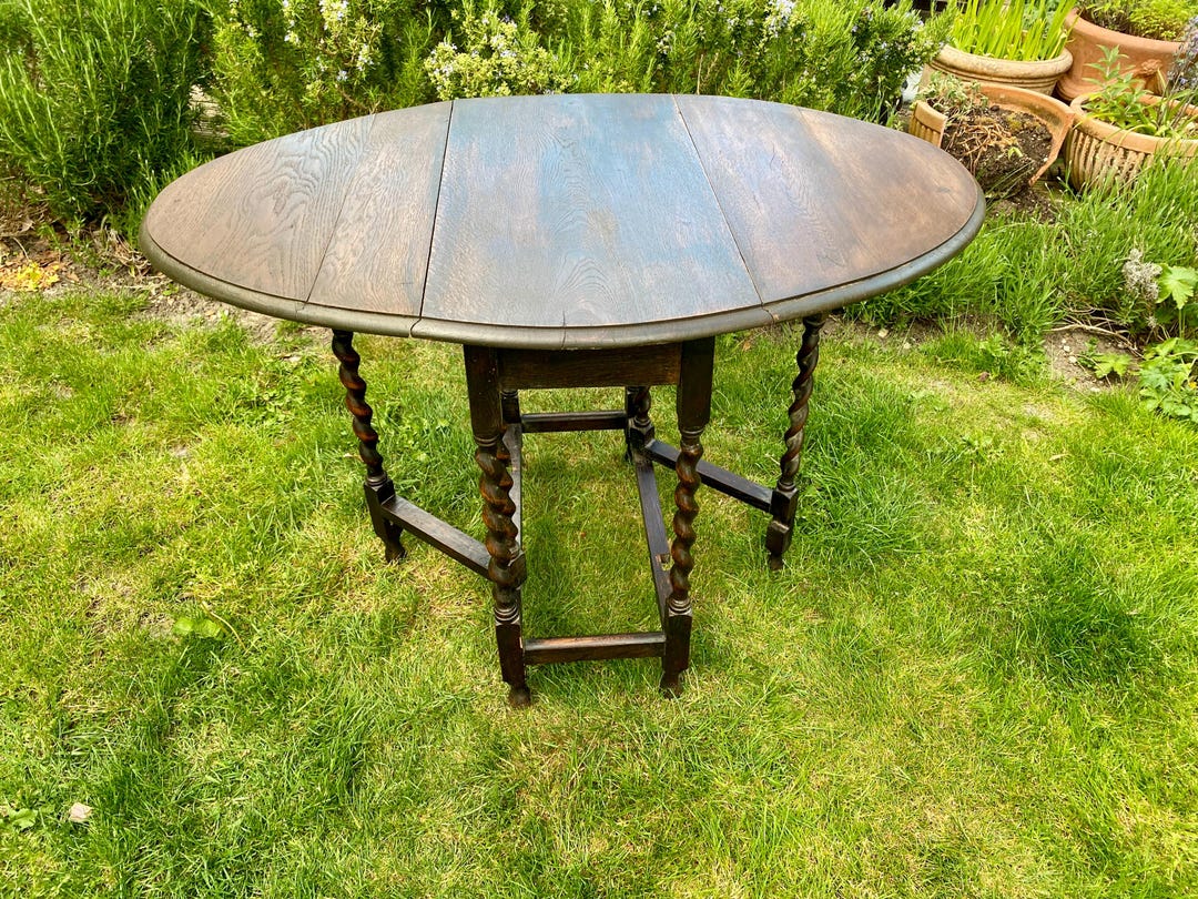 Small Jacobean Revival Dark Oak Oval Gate Leg/extending/dining Table in ...