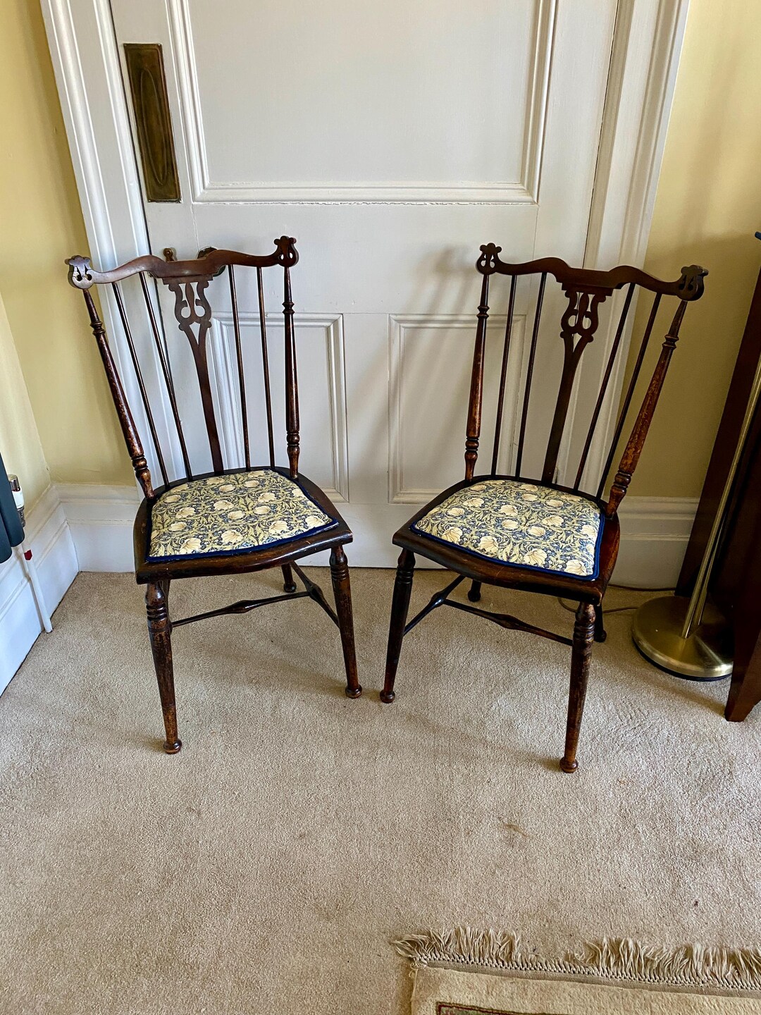 A Pair of Dainty Penny Bedroom Chairs From Arts & Crafts Period -shabby ...