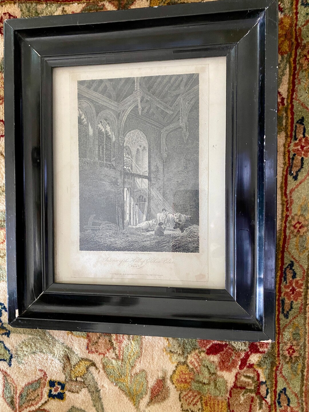 Rare 19th Century Steel Engraving of the Original Interior of the Hall ...