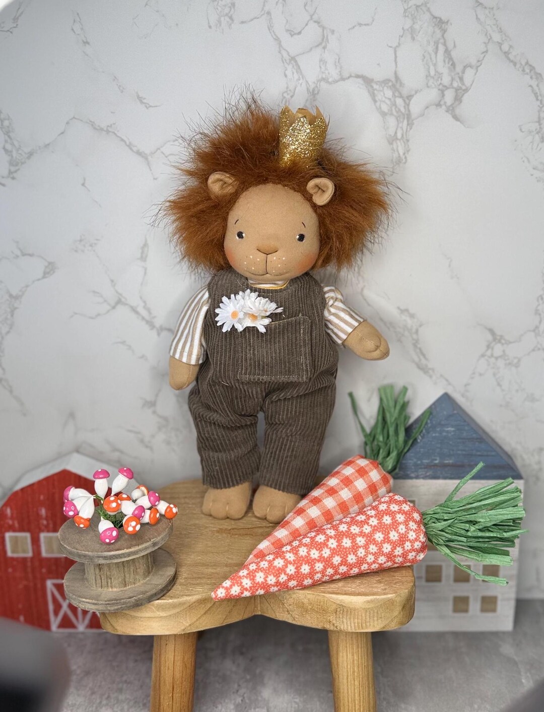 Lionel the Little Lion, Handmade Cloth Doll/ Waldorf Inspired Animal ...
