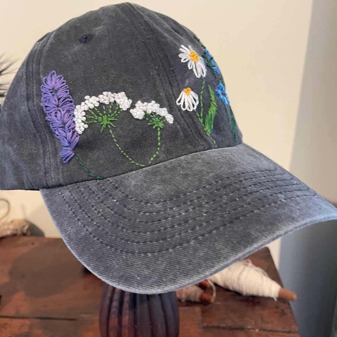 Lavender and Forget Me Not Embroidered Dad Hat - Etsy