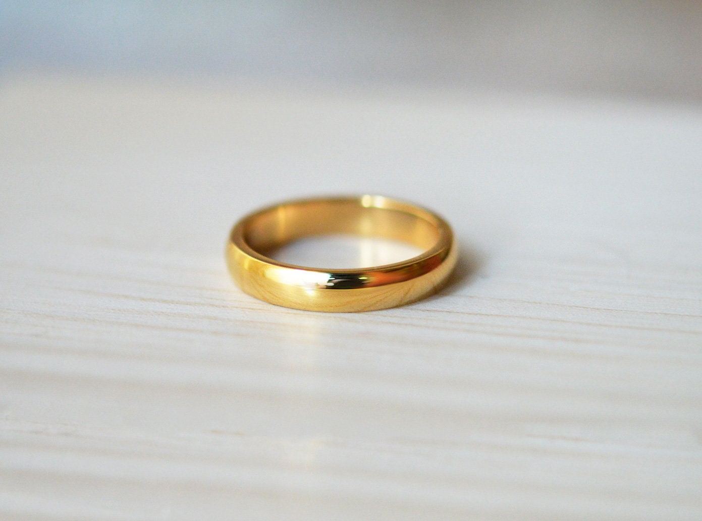 18k Gold Ring 4mm Thick Wedding Band Plain Simple Gold Ring - Etsy