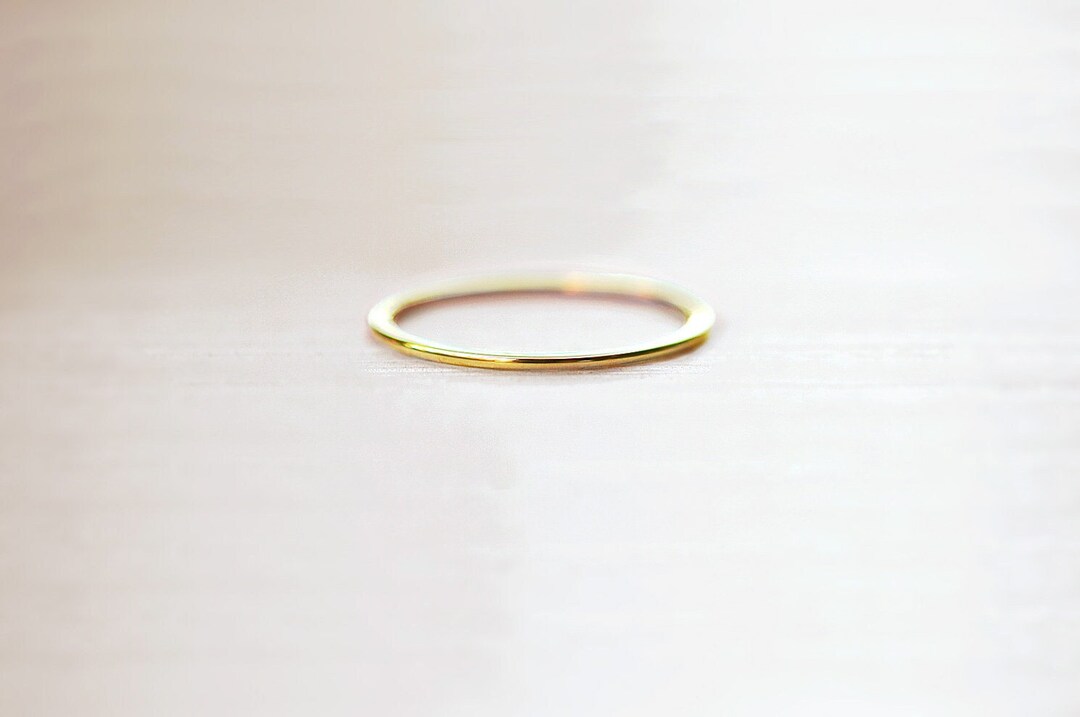 18k Gold Super Thin Ring: Yellow Gold Stainless Steel Stacking Wedding Band - Etsy