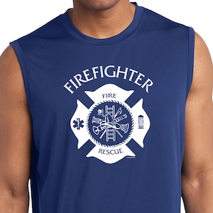 Firefighter Fire Rescue Men's Sleeveless Moisture Wicking Tank Top ...