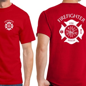 Firefighter Fire Rescue Front & Back Print Tee T-shirt 2293EL2-FB-PC61 ...