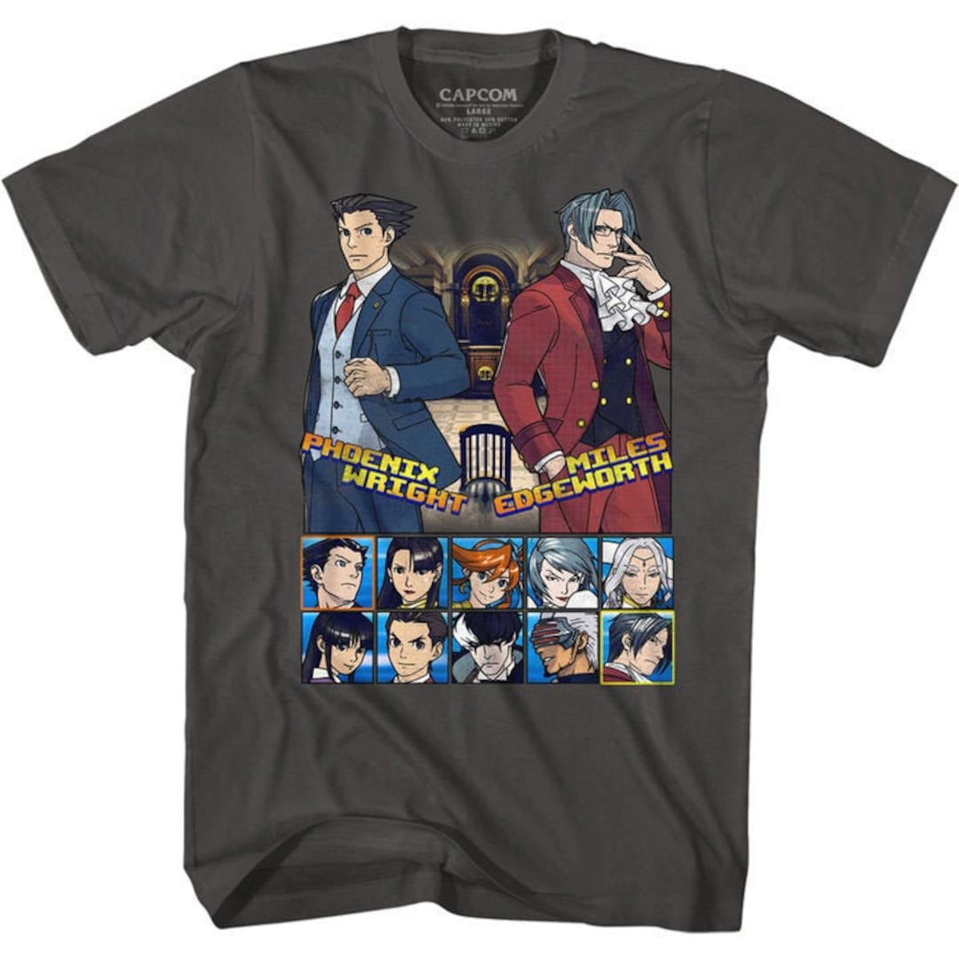 Ace Attorney Pheonix Wright and Miles Edgeworth Charcoal Shirts - Etsy